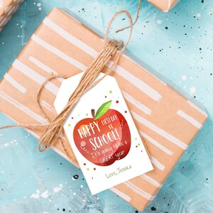 Editable Back to School Tag Happy First Day of School Gift Teacher ...