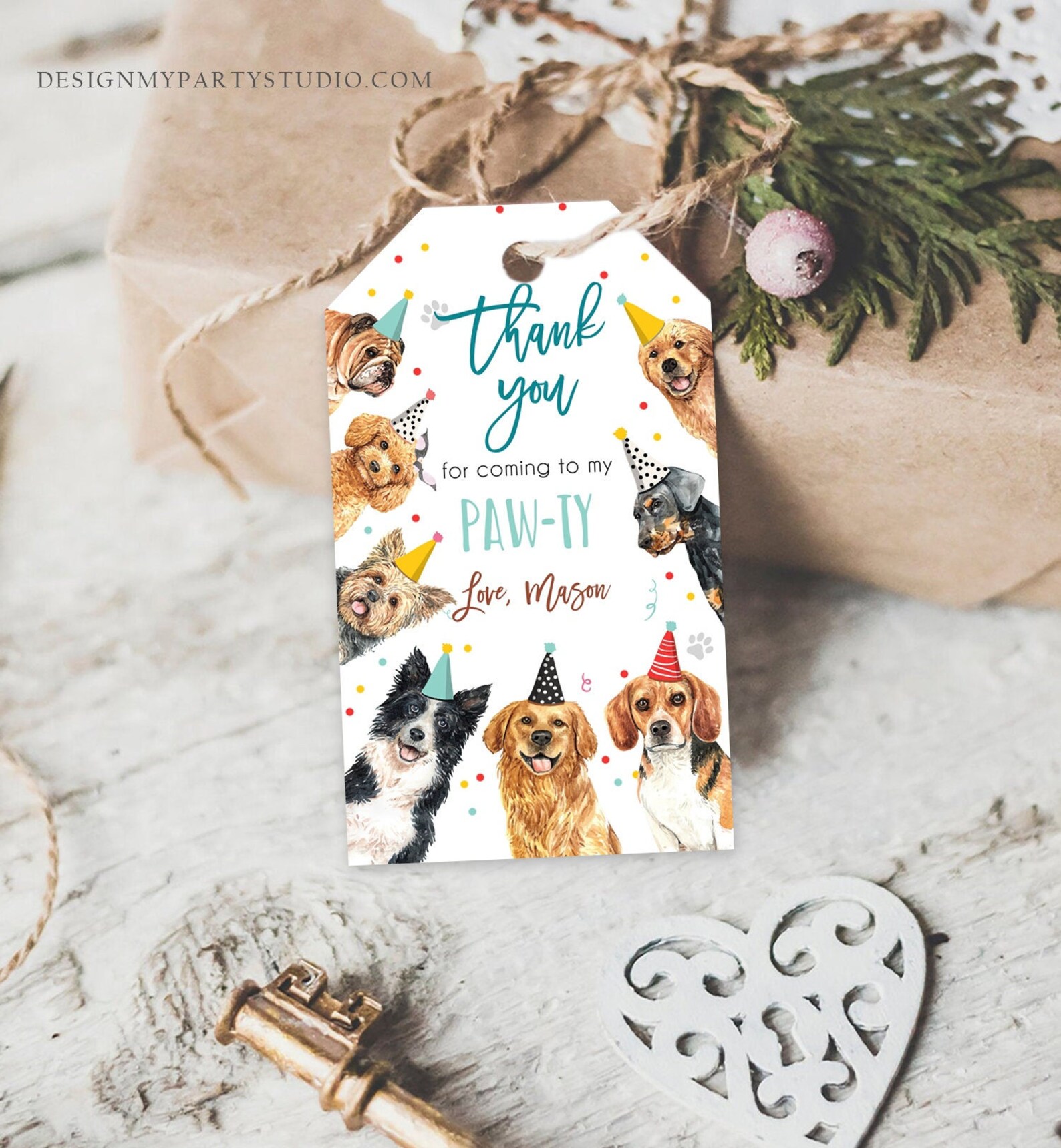 Editable Puppy Favor Tags Puppy Dog Birthday Thank You Tag Boy Puppies ...