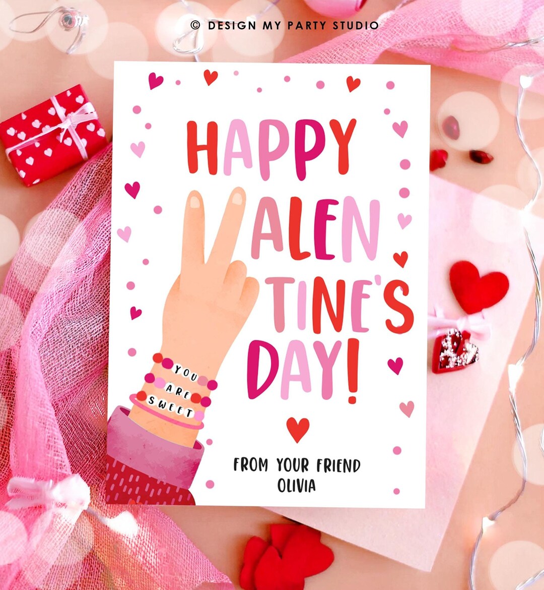 Editable Bracelet Valentines Card Happy Valentine's Day Gift Tag You ...