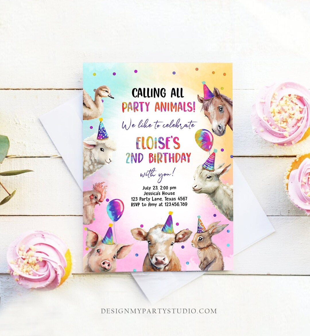 Editable Farm Animals Birthday Invitation Girl Farm Barnyard First ...
