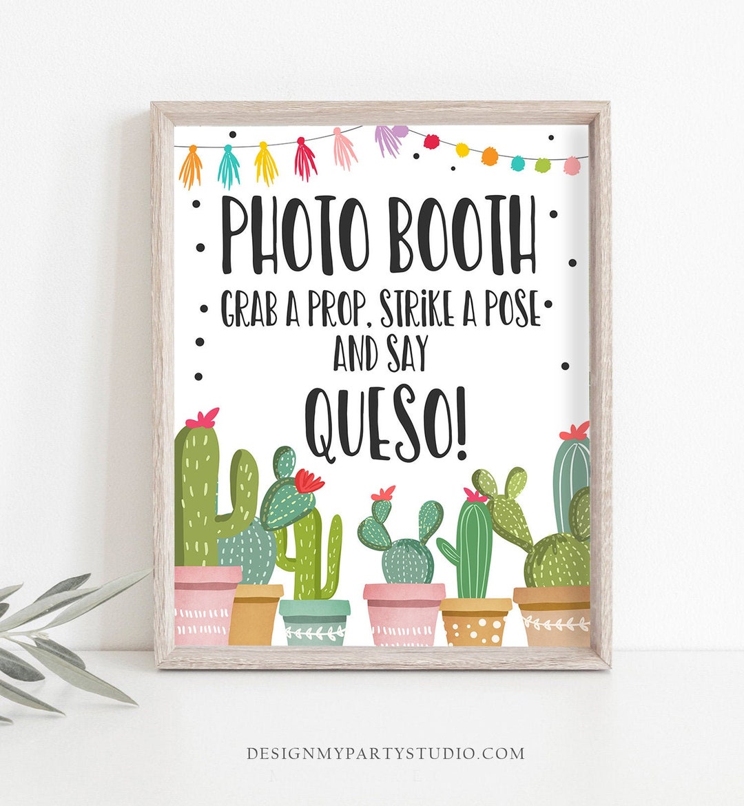 Fiesta Photo Booth Sign Cactus Photo Booth Prop Cinco De Mayo Succulent ...