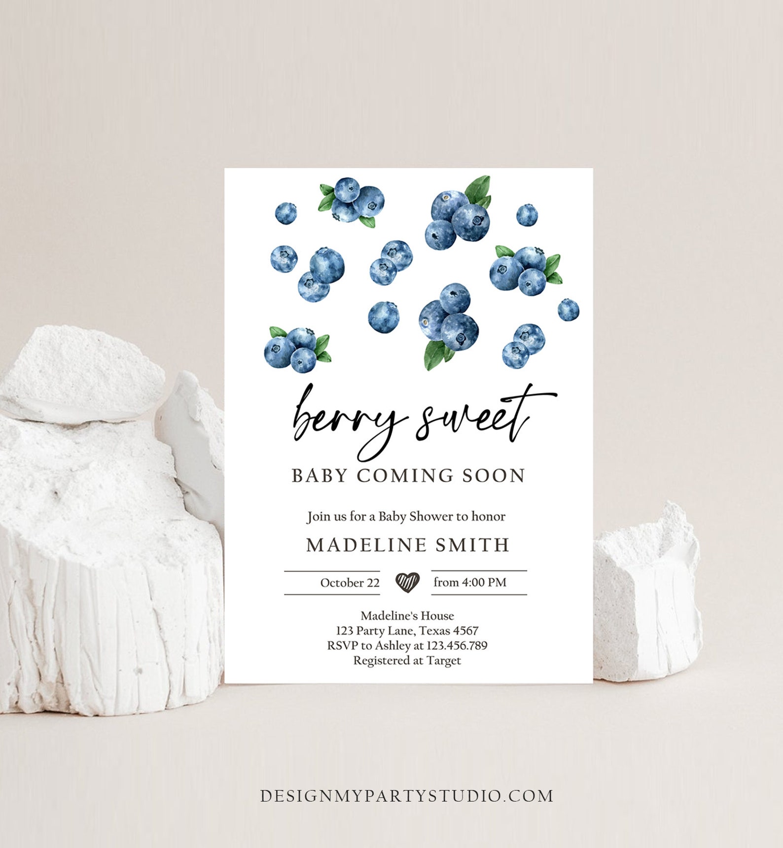 Editable Blueberry Baby Shower Invitation Cute Berry Sweet - Etsy