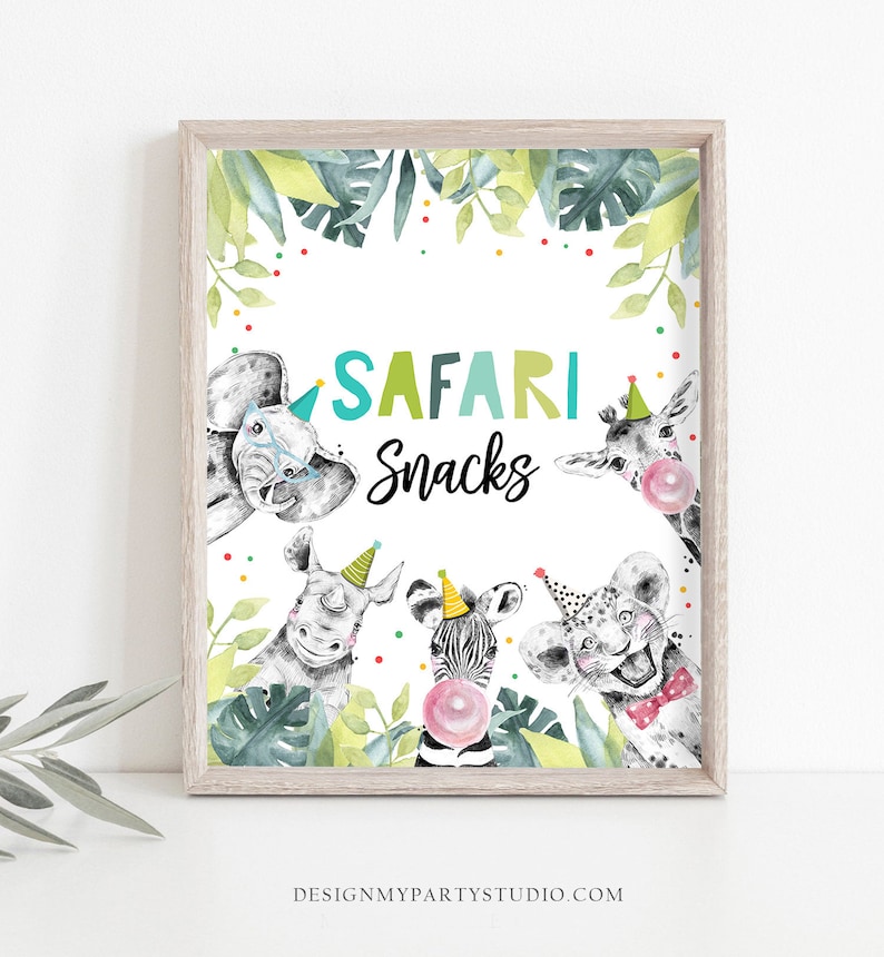 Safari Snacks Birthday Sign Party Drinks Table Bar Food Safari Animals ...