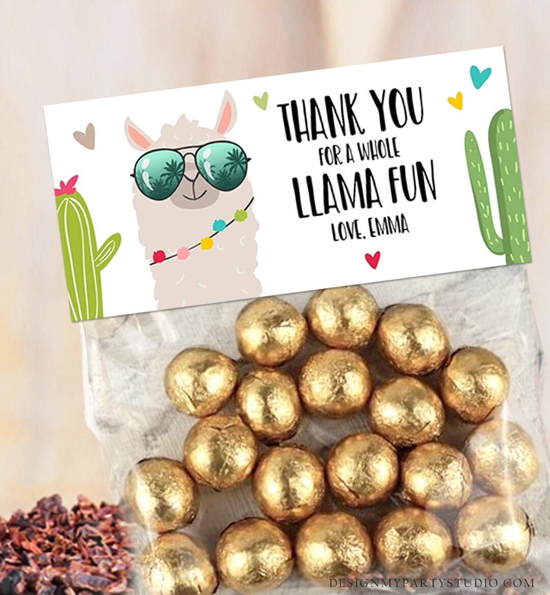 Editable Llama Treat Bag Toppers Llama Birthday Thank You - Etsy