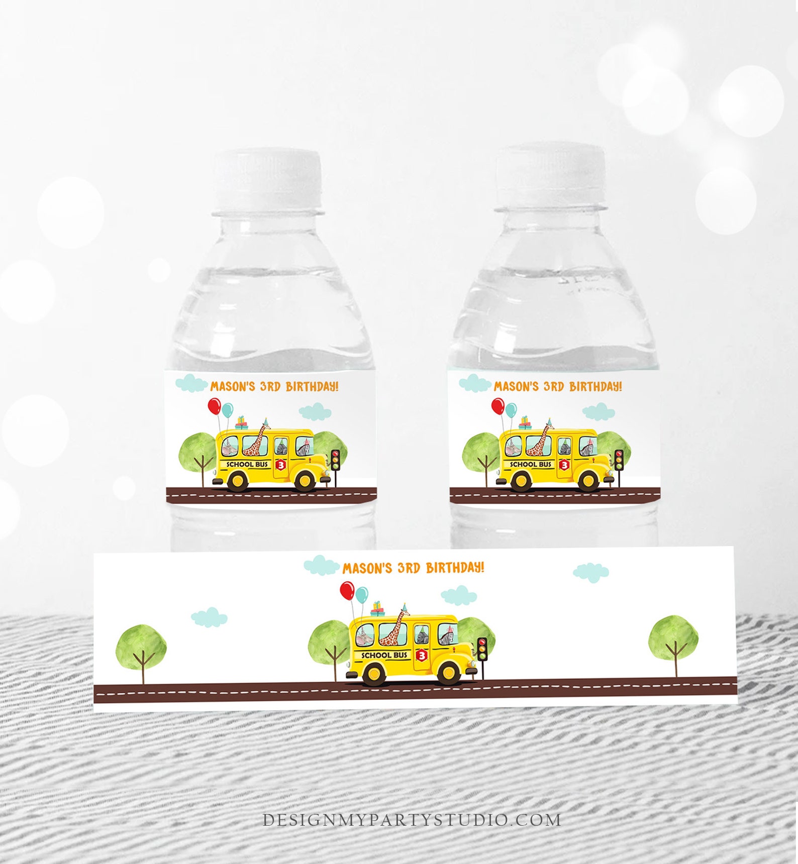 Editable School Bus Water Bottle Labels Wheels on the Bus - Etsy