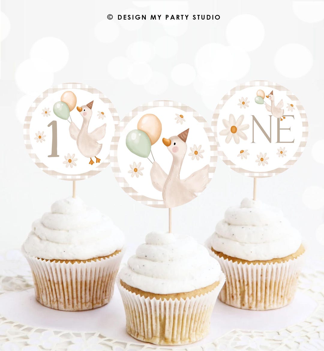 One Silly Goose Cupcake Toppers Goose Favor Tags Goose Birthday Party ...