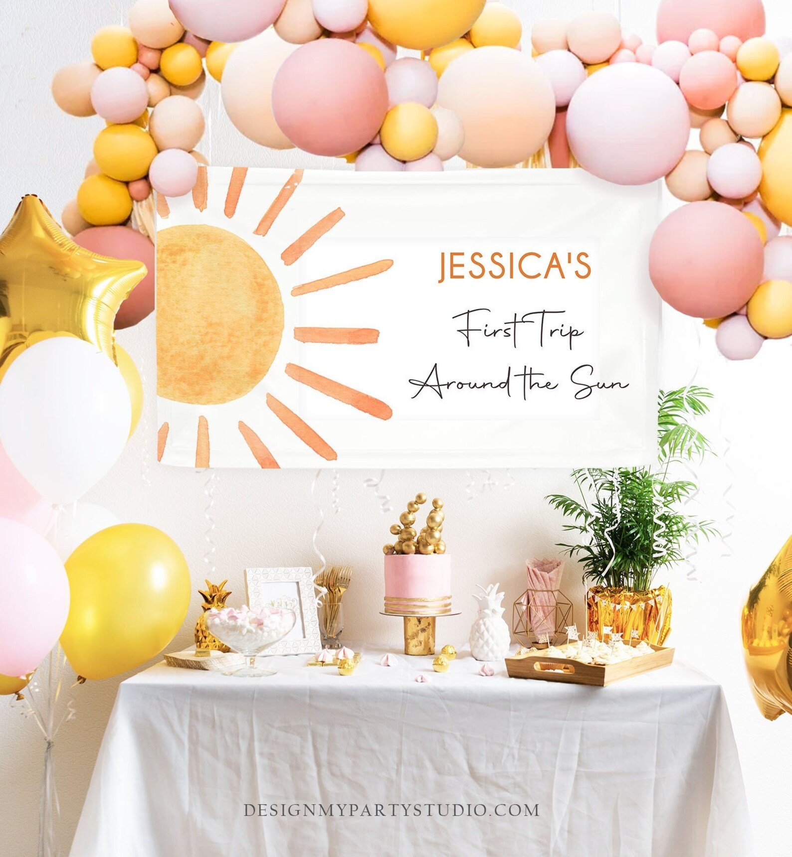 Editable Sun Backdrop Banner Boho Sun Birthday First Trip - Etsy