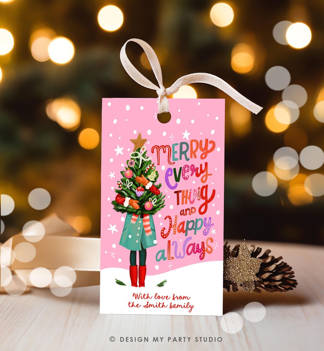 Editable Christmas Favor Tags Holiday Gift Tag Merry Christmas Merry ...