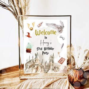 Editable Wizard Birthday Welcome Sign Boy Magic School Birthday Welcome ...