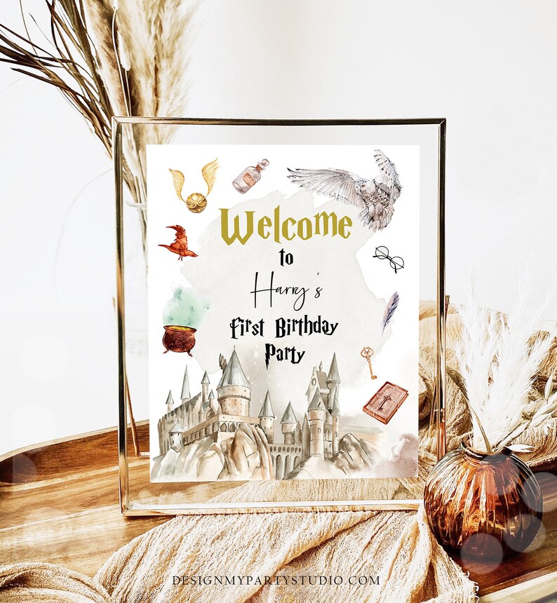 Editable Wizard Birthday Welcome Sign Boy Magic School - Etsy
