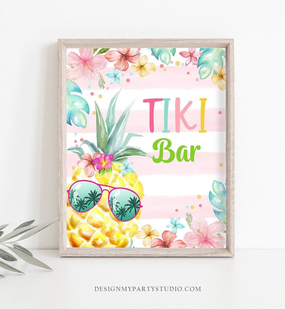 Tiki Bar Sign Pineapple Birthday Sign Luau Party Sign Drinks Table ...