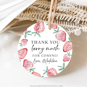 Editable Strawberry Favor Tag Strawberry Birthday Thank You Gift Tag ...