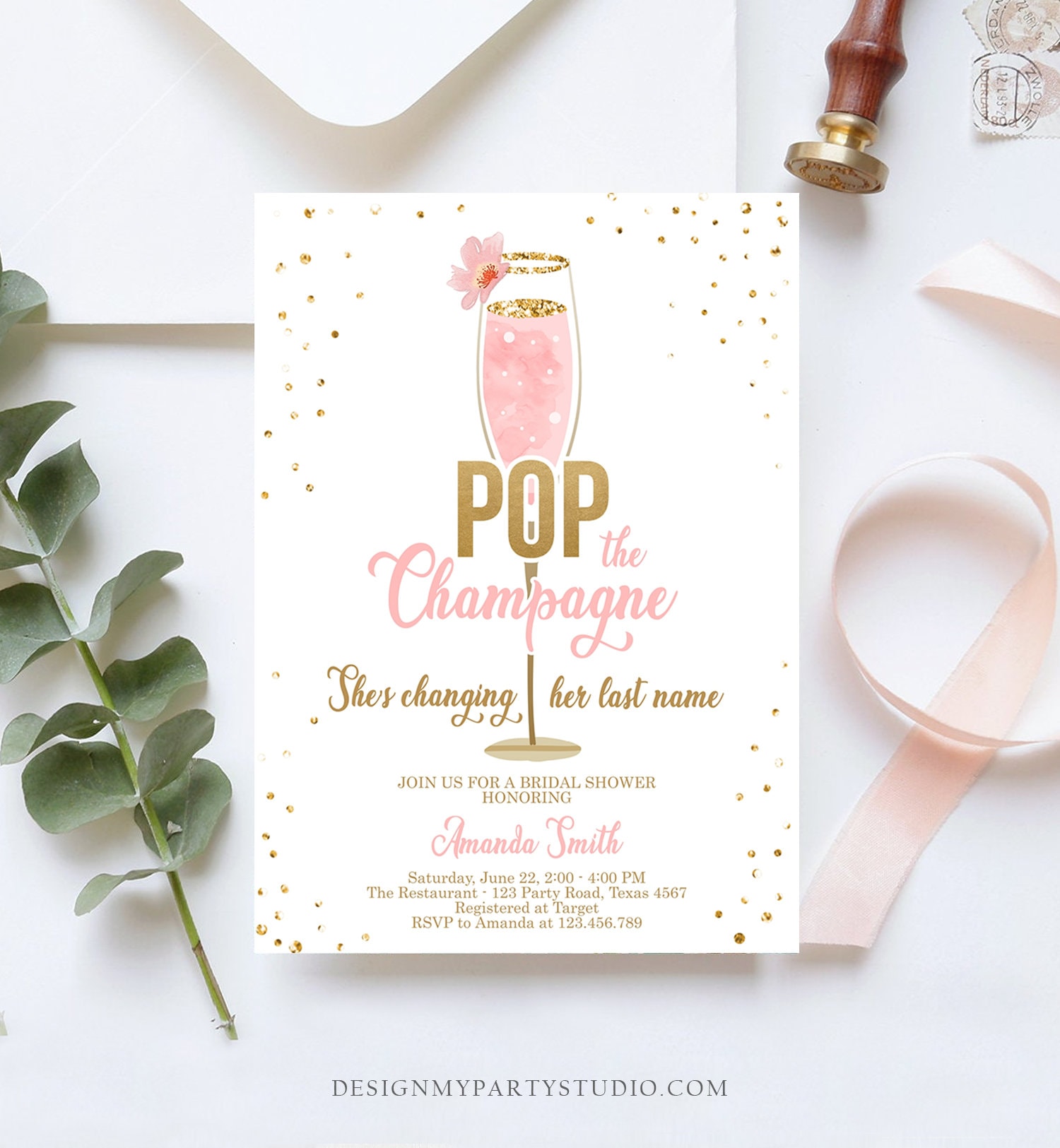 Editable Pop the Champagne Bridal Shower Invitation Shes - Etsy