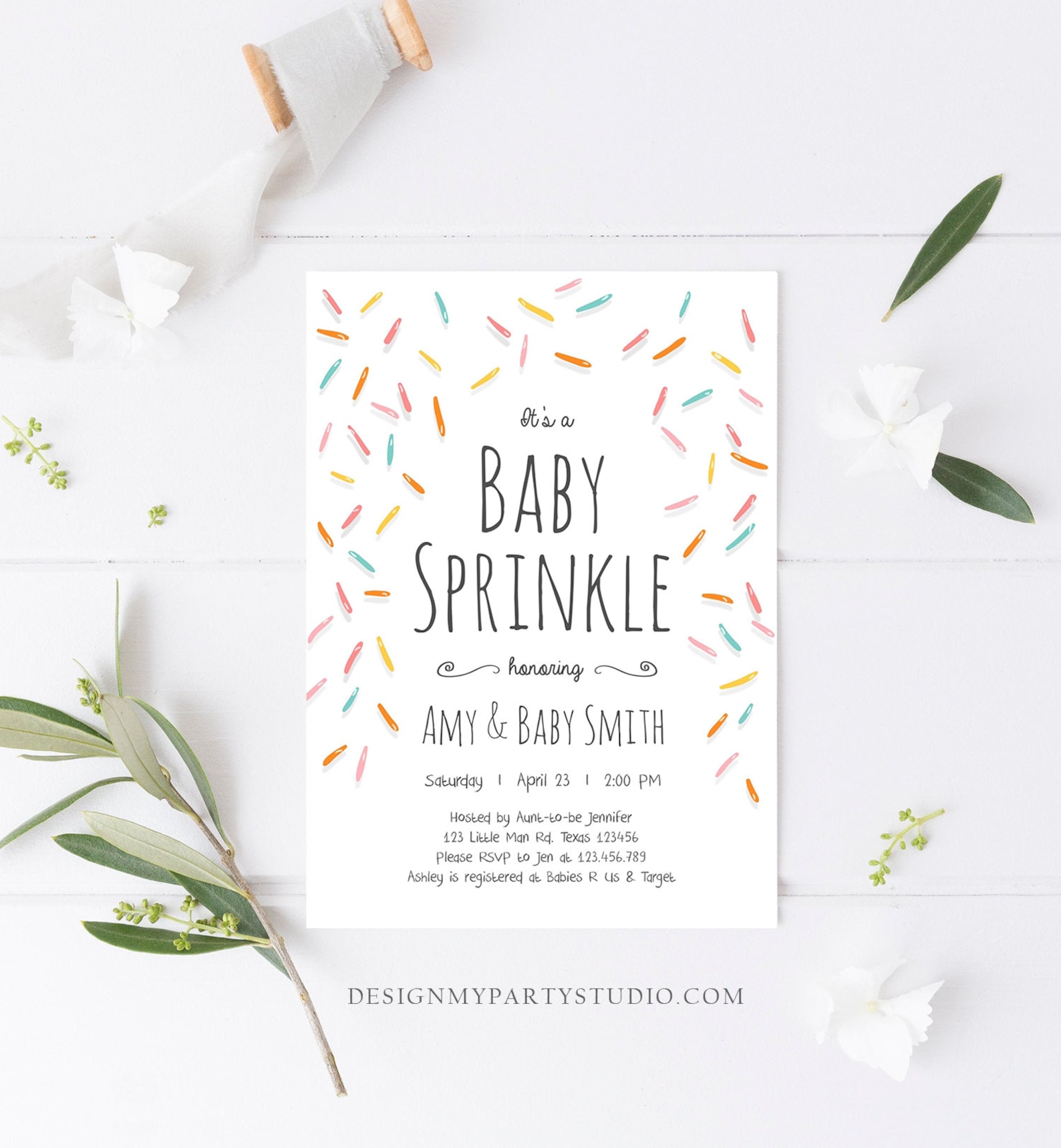Editable Baby Sprinkle Shower Invitation Baby Shower Coed Shower Gender ...