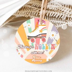 Editable Roller Skating Favor Tag Roller Skate Birthday Thank You ...