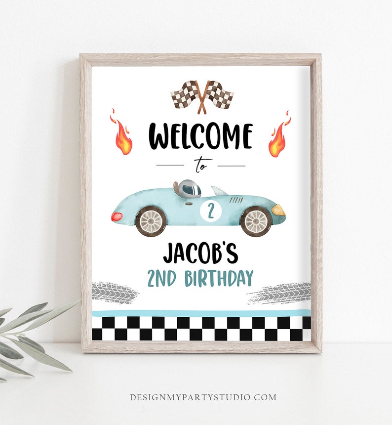Editable Racing Birthday Welcome Sign Race Car Birthday Sign - Etsy