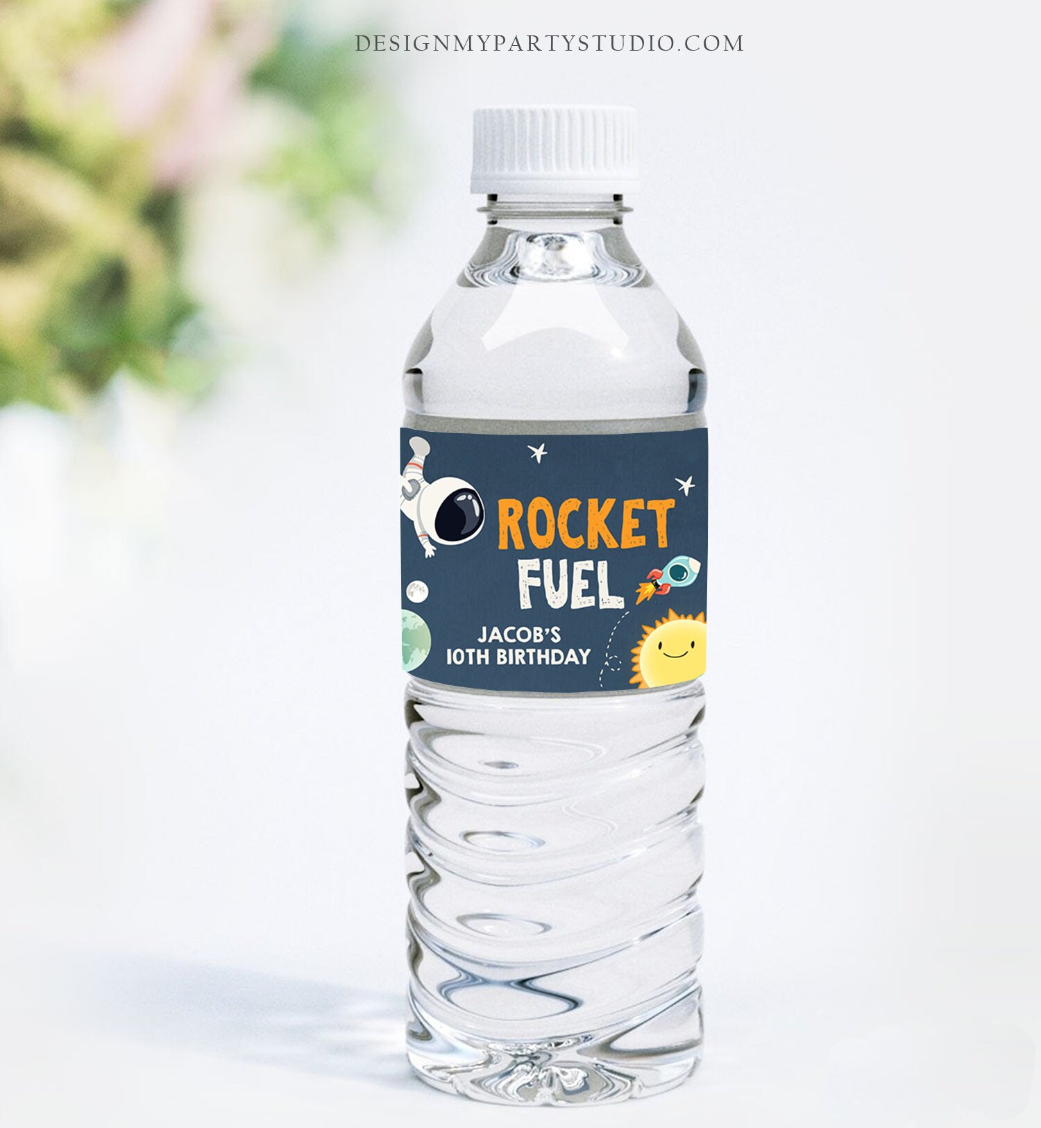 Editable Space Astronaut Water Bottle Label Rocket Fuel Labels Boy ...