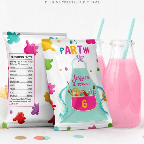 Editable Art Party Chip Bag Paint Party Decor Girl Birthday - Etsy