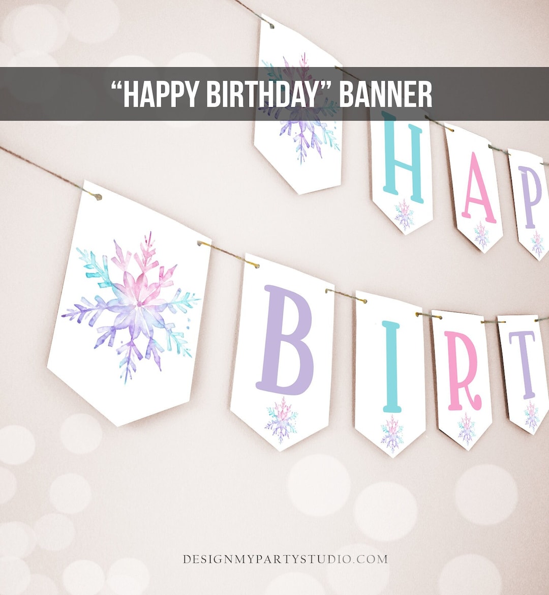 Happy Birthday Banner Winter Onederland Birthday Girl Snowflake Magical ...