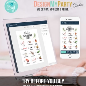 Editable Nature Scavenger Hunt for Kids Hiking Outdoor Camping Party ...