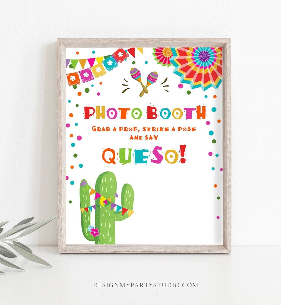 Fiesta Photo Booth Sign Cactus Photo Booth Prop Cinco De Mayo Succulent ...