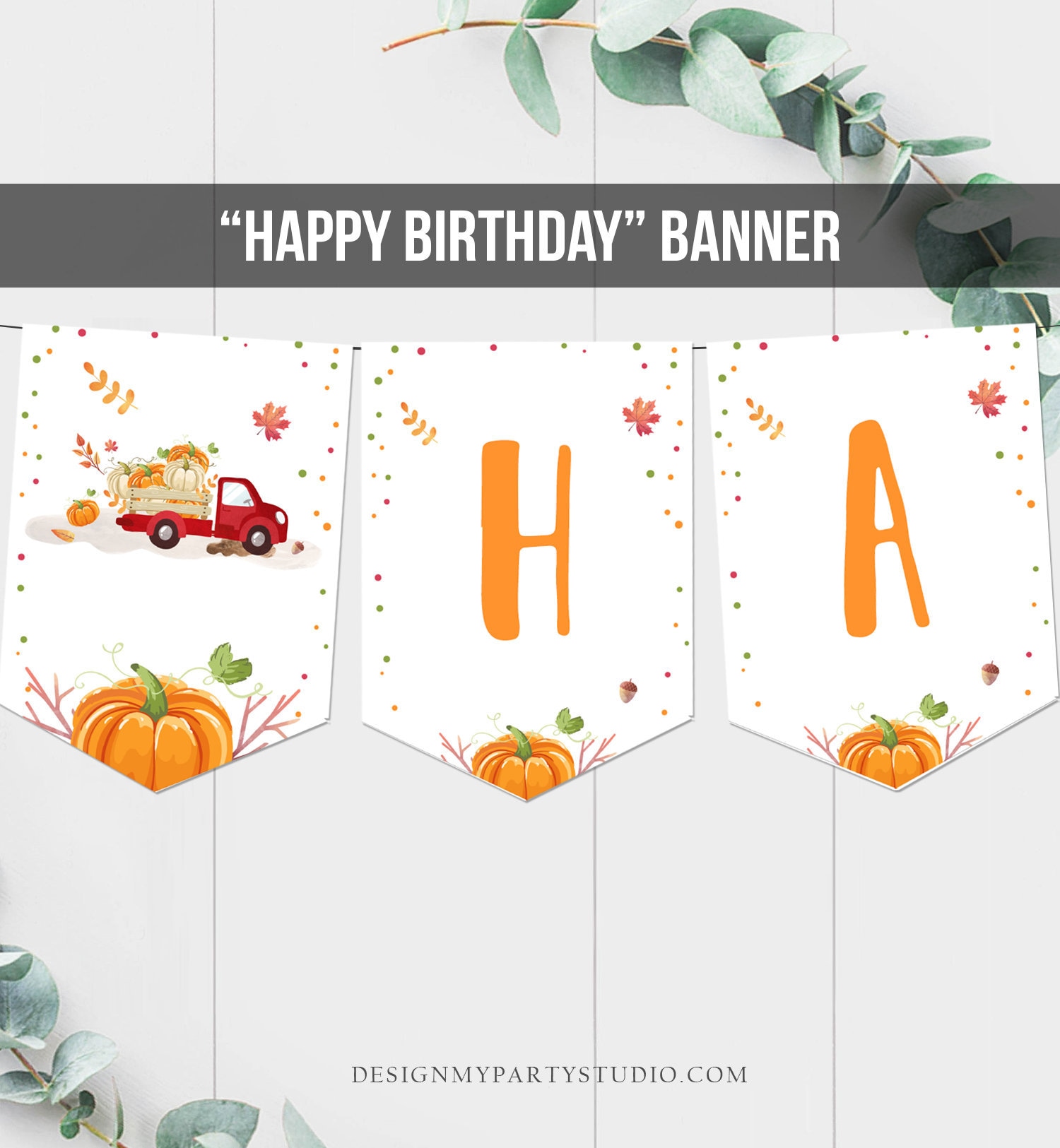 Fall Happy Birthday Banner