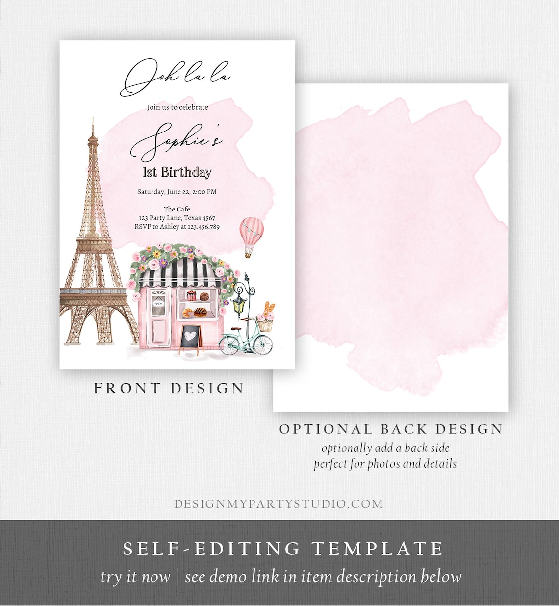 Editable Paris Birthday Invitation French Patisserie Parisian - Etsy