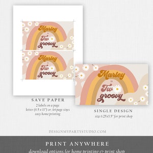 Editable Groovy Birthday Party Gable Box Favor Label Hippie 70's Gift ...