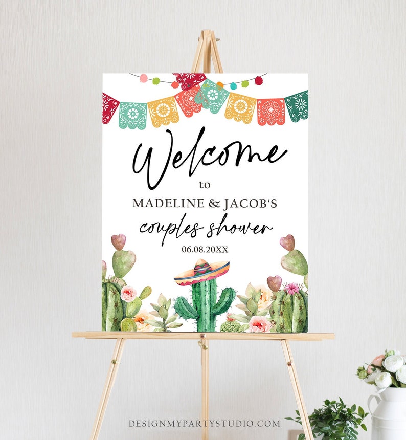 Editable Fiesta Cactus Welcome Sign Couples Shower Welcome - Etsy