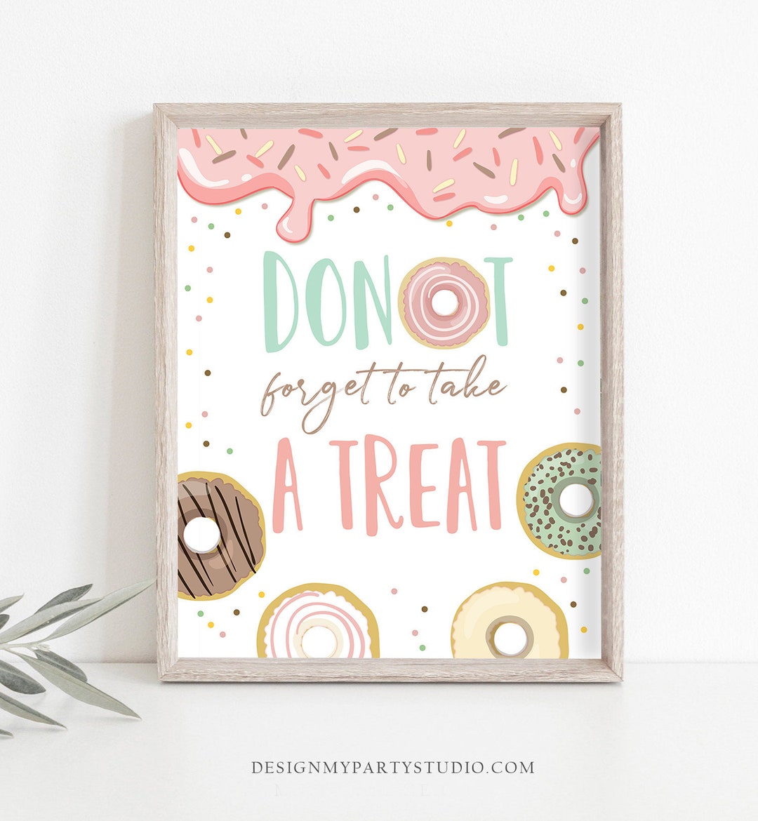 Donut Baby Shower Signs Donut Sign Birthday Treat Sign Donut Dessert ...