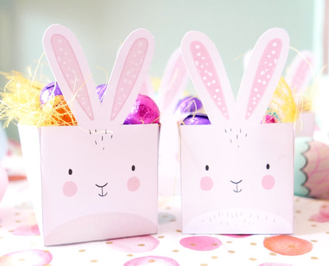 Printable Easter Bunny Baskets Cute Bunny Favor Boxes Gender Neutral ...