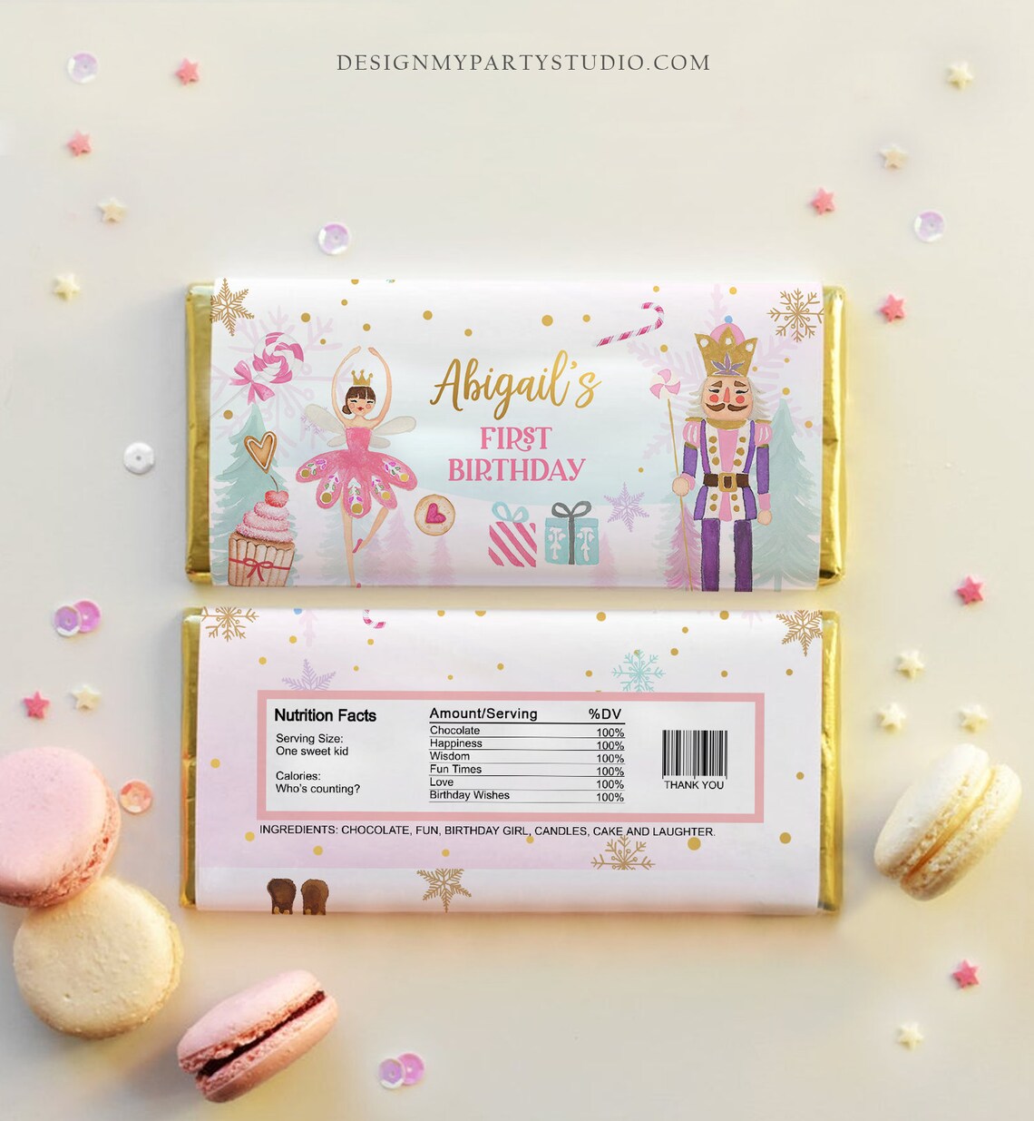 Editable Nutcracker Chocolate Bar Labels Candy Bar Wrapper Nutcracker ...