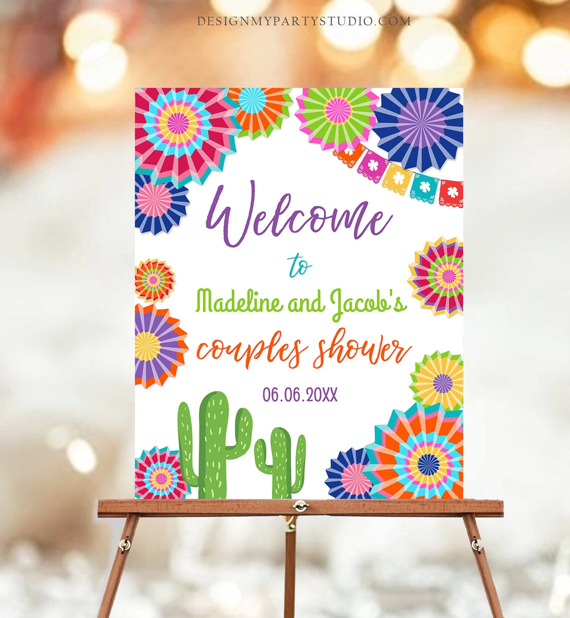 Editable Fiesta Cactus Welcome Sign Couples Shower Welcome | Etsy