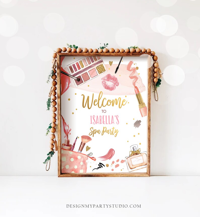 Editable Spa Party Birthday Welcome Sign Glamour Party Spa Birthday ...