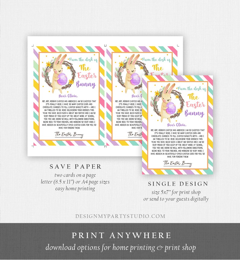 Editable Easter Bunny Letter Return Letter From the Desk of Easter ...