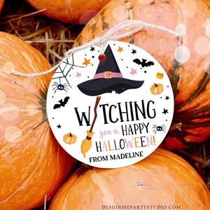 Editable Halloween Favor Tags Witching You a Happy Halloween Trick or ...
