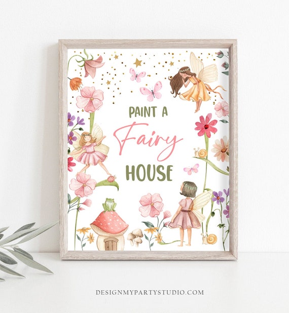 Fairy House Sign Fairy Birthday Party Sign Activity Paint A | Etsy
