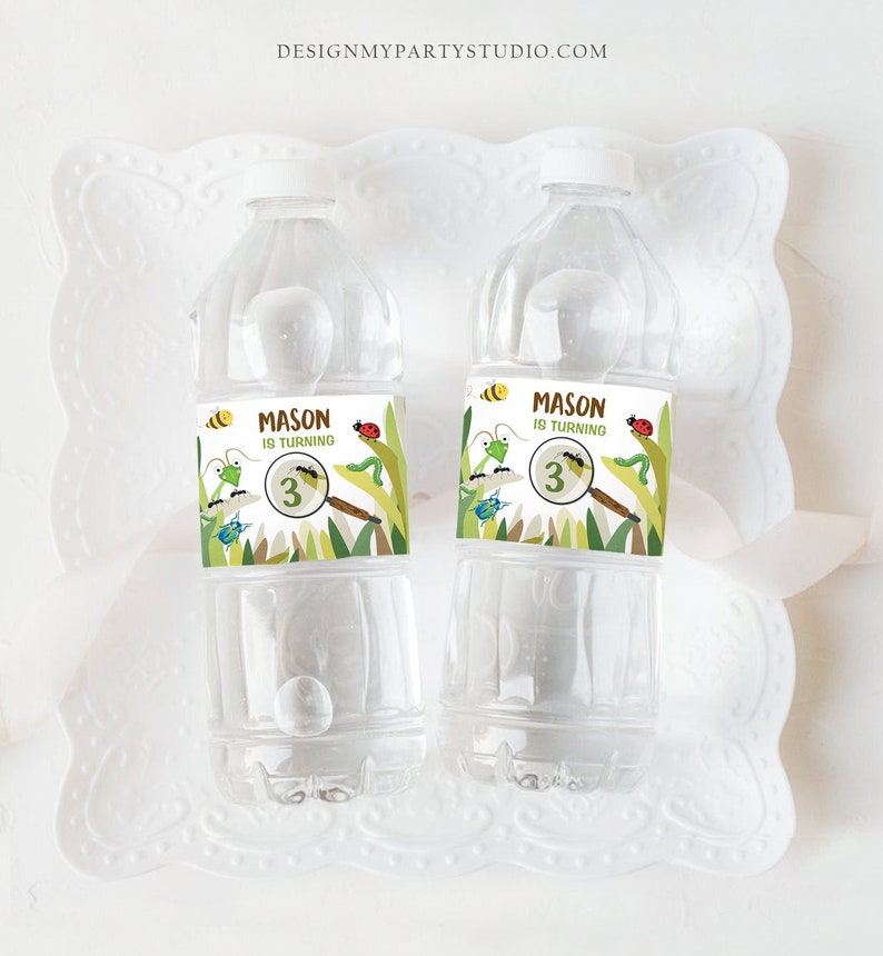 Editable Bug Birthday Water Bottle Labels Bug Labels Bugging - Etsy