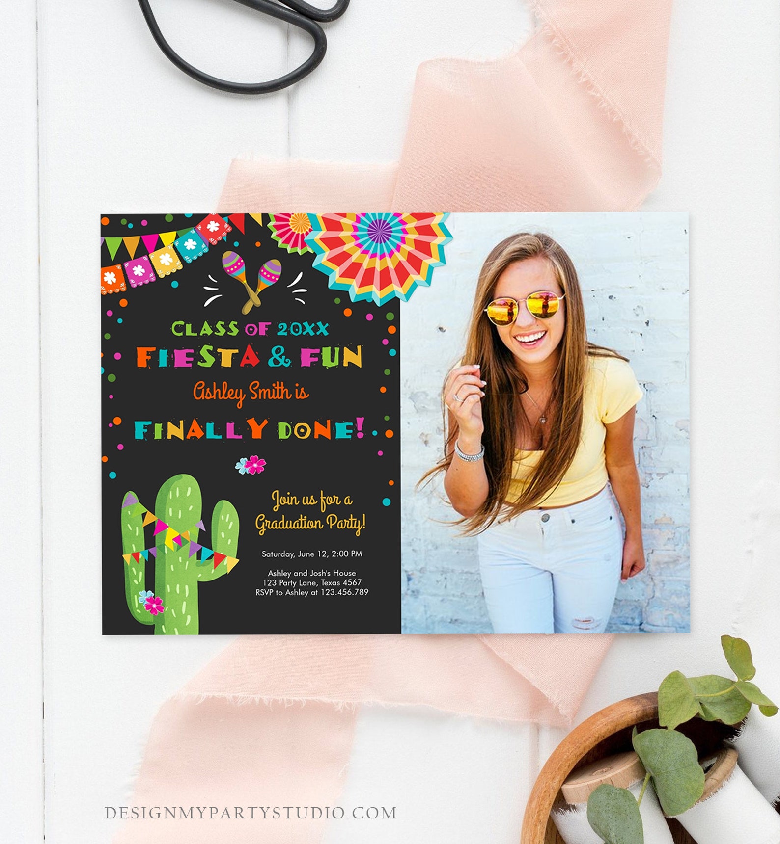 Editable Fiesta and Fun Graduation Party Invitation Finally - Etsy