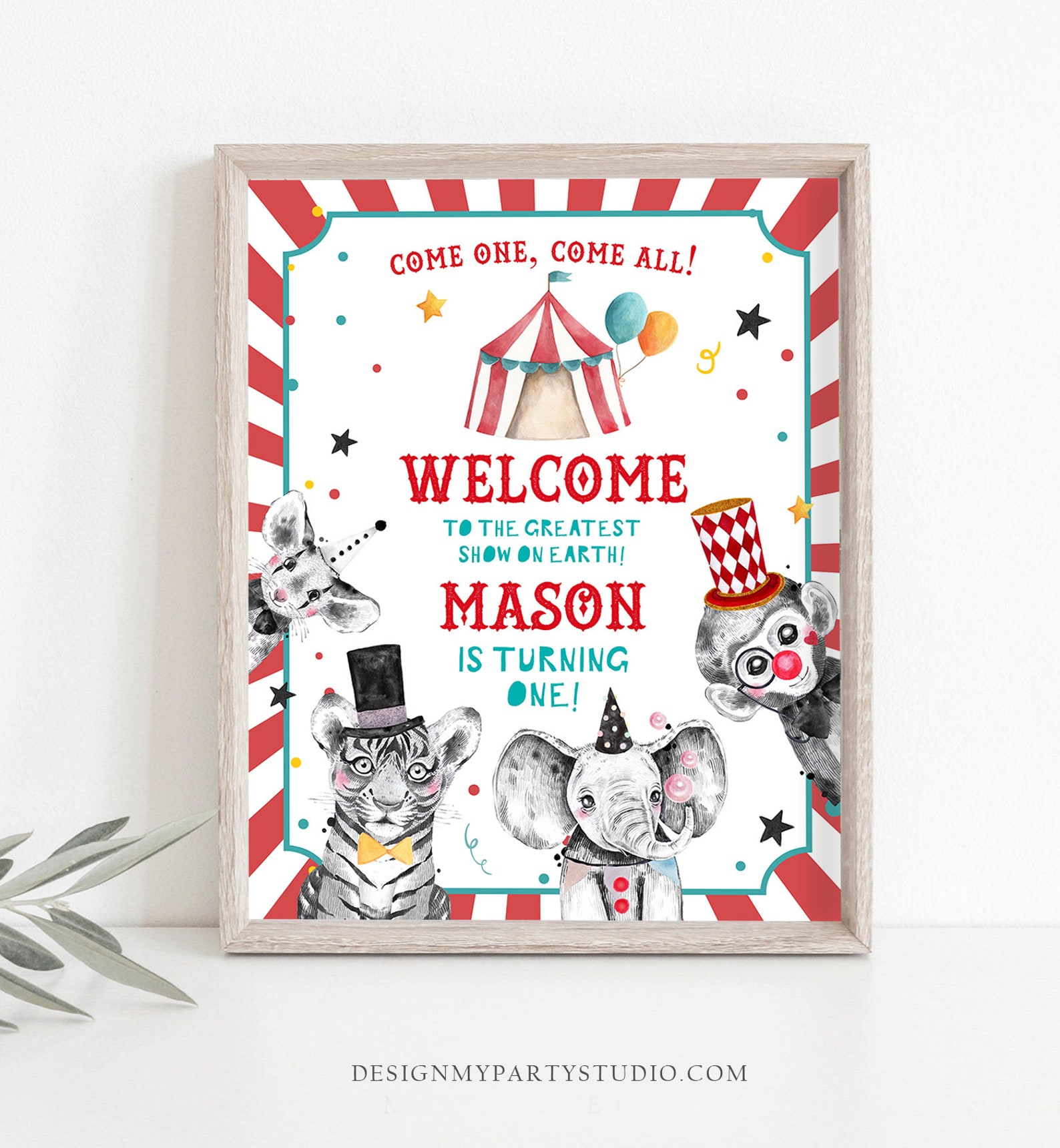 Editable Circus Welcome Sign Carousal Birthday Sign Carnival - Etsy
