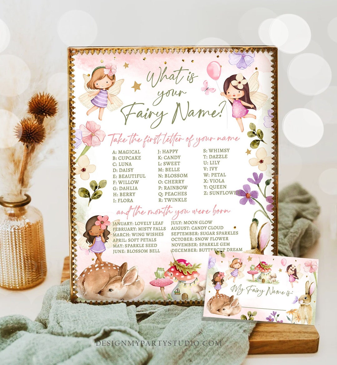 What is Your Fairy Name Fairy Birthday Game Fairy Forest Party Activity ...