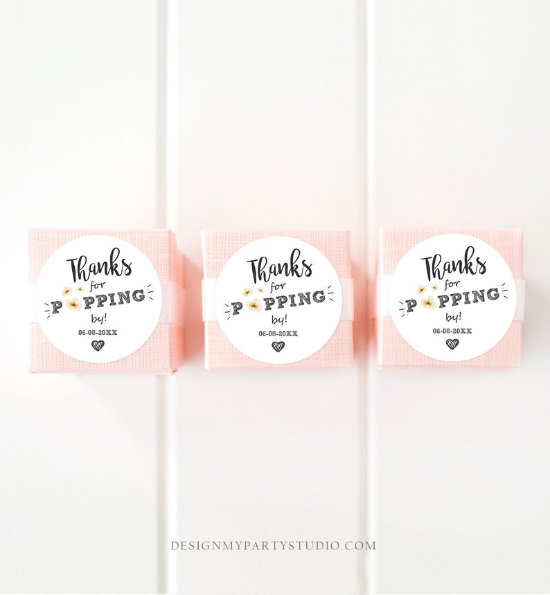 Editable Thanks for Popping by Gift Popcorn Favor Tag String Lights ...