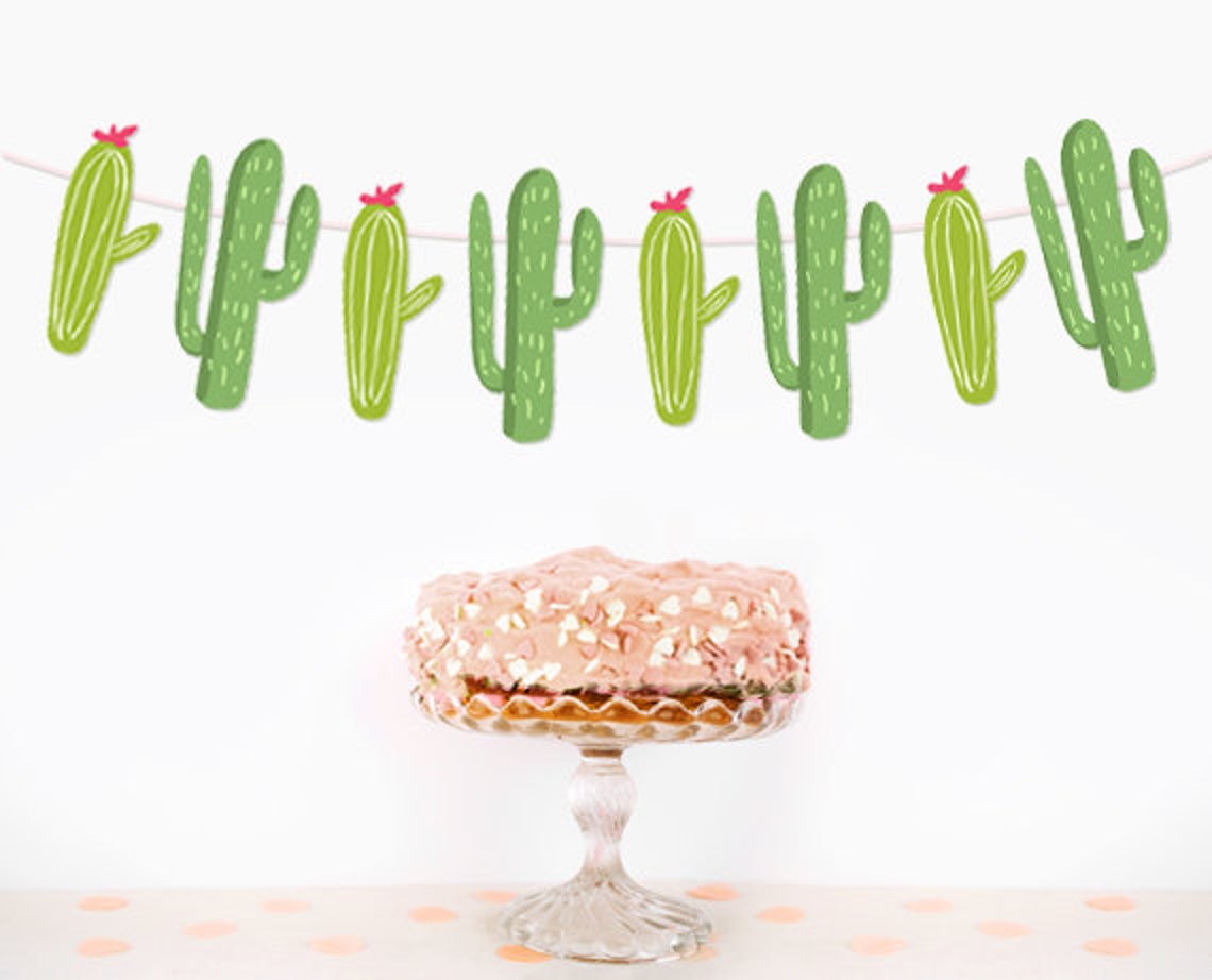 Cactus Garland Fiesta Birthday Party Decor Cactus Banner - Etsy