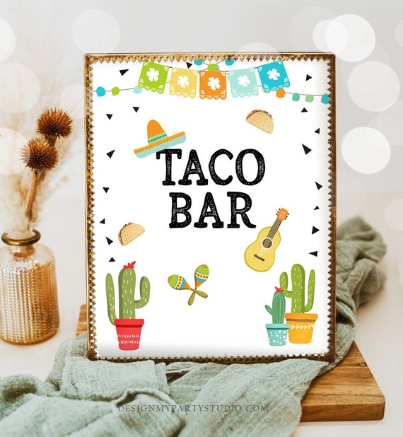 Fiesta Taco Bar Sign Fiesta Theme Bridal Shower Baby Shower Decor ...
