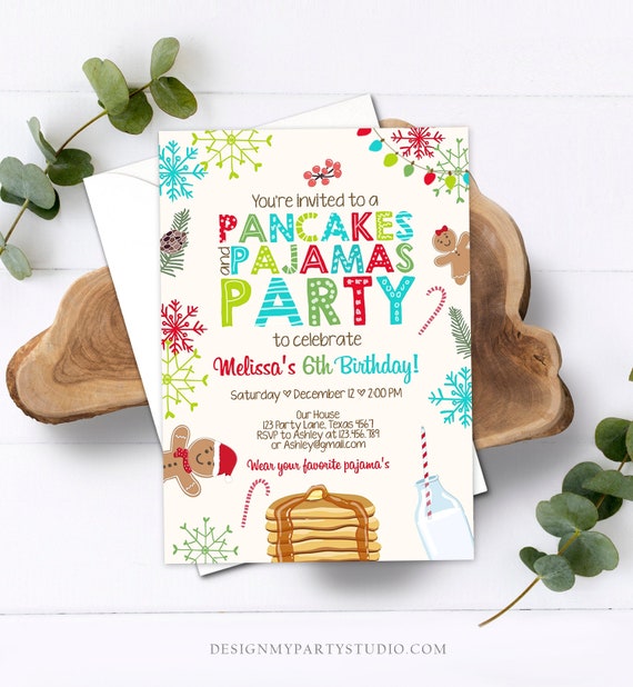 Paper Invitations And Announcements Editable Christmas Pancakes And
