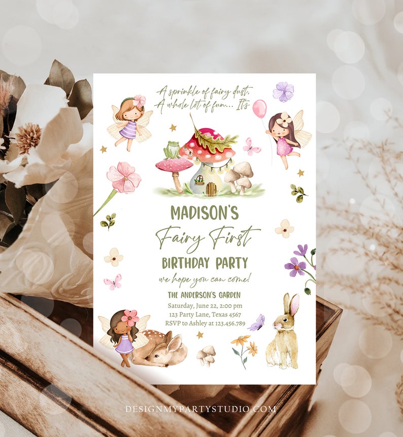 Editable Fairy Birthday Invitation Whimsical Enchanted Pixie - Etsy