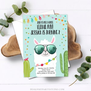 Editable Whole Llama Fun Birthday Invitation Llama Fiesta - Etsy