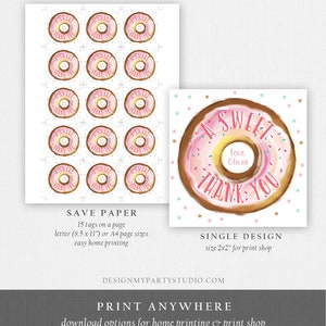 Editable Donut Favor Tags Donut Birthday A Sweet Thank You Donut Tag ...