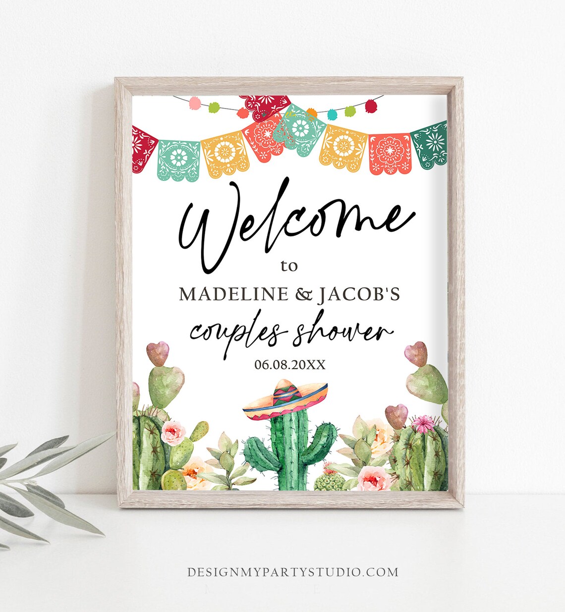 Editable Fiesta Cactus Welcome Sign Couples Shower Welcome Desert ...