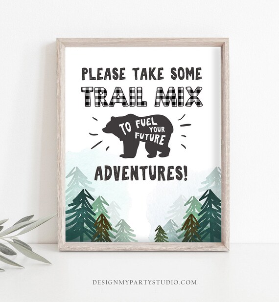 Trail Mix Sign table sign Lumberjack birthday sign Lumberjack party ...
